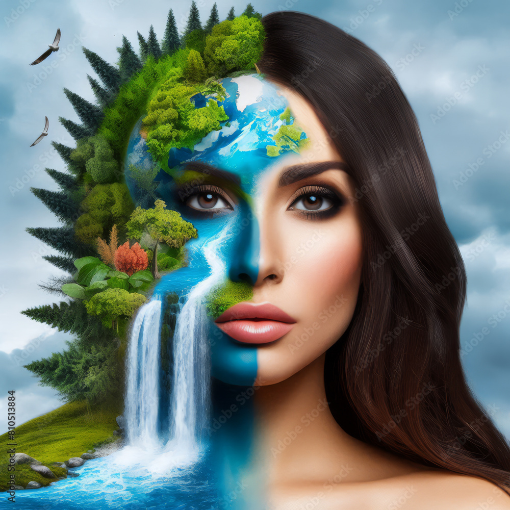 artistic union of humanity and nature, a captivating photomontage ...