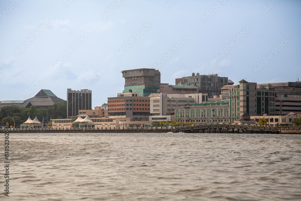 Bandar Seri Begawan panoramic view, Brunei river, Is the capital and ...