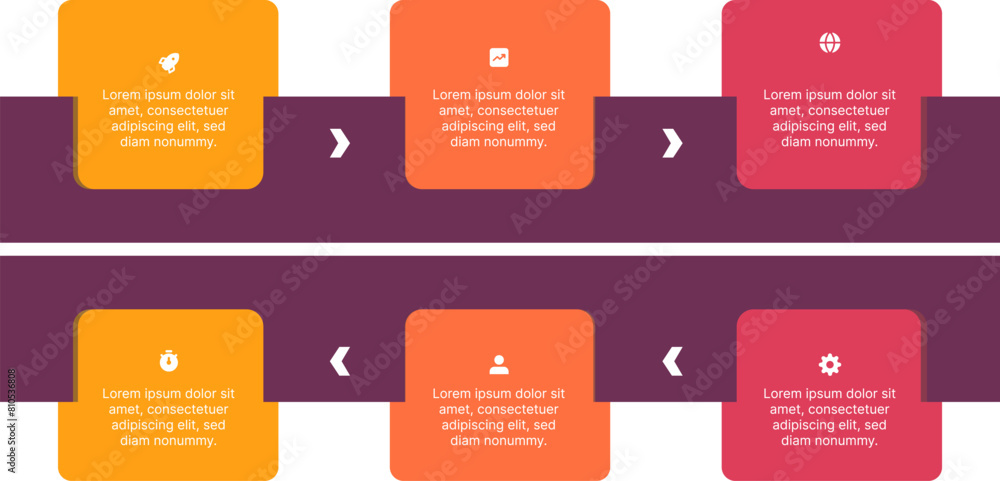 Six box timeline infographics for business and marketing presentations ...