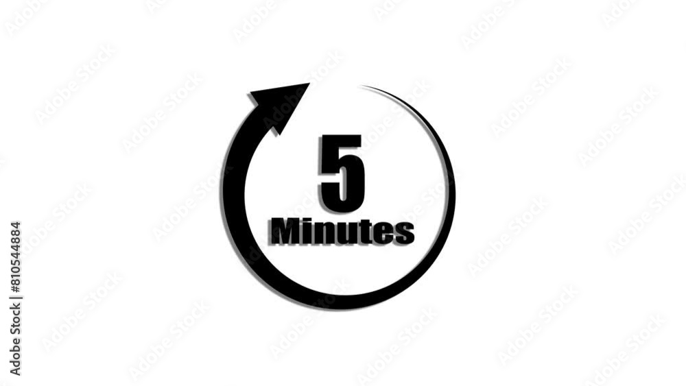 5 minutes timer symbol animation . 5 minute time circle icon. Clock ...