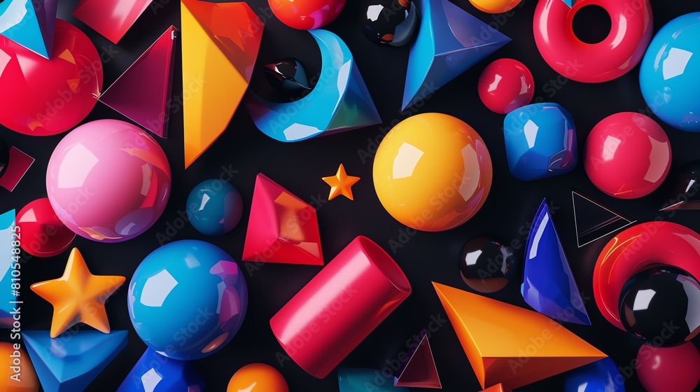 Rotating geometric shapes, motion effect, 4K, hyperrealistic, side ...