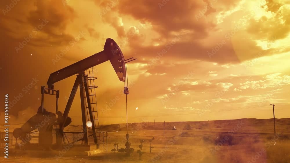 industrial oil pump jack extracting crude oil. seamless looping overlay ...