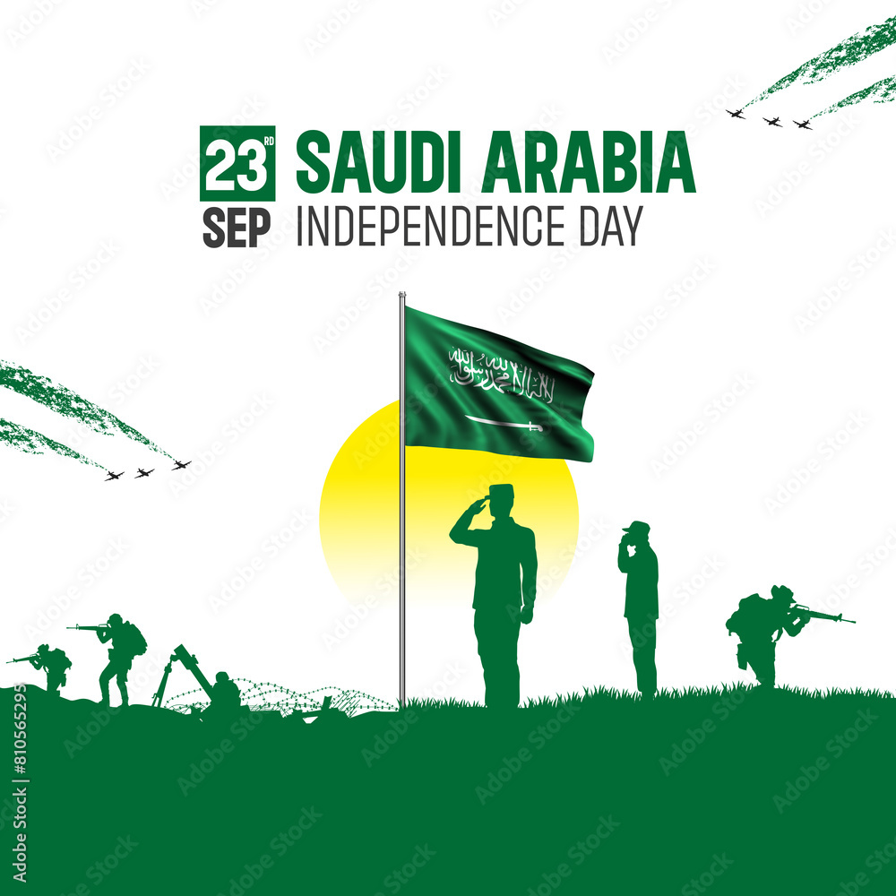 Happy Independence Day! Saudi Arabia with the Saudi Arabia flag and the ...