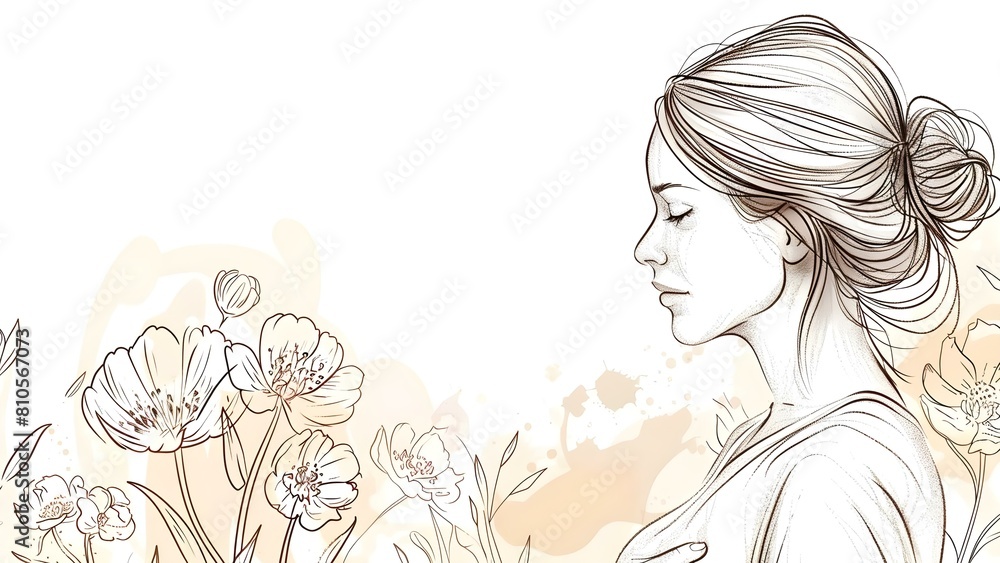Line art sketch of a pregnant woman on a white background for Midwife ...