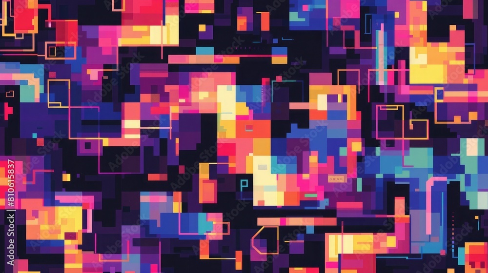 A digital pixel art abstract texture background, featuring a ...