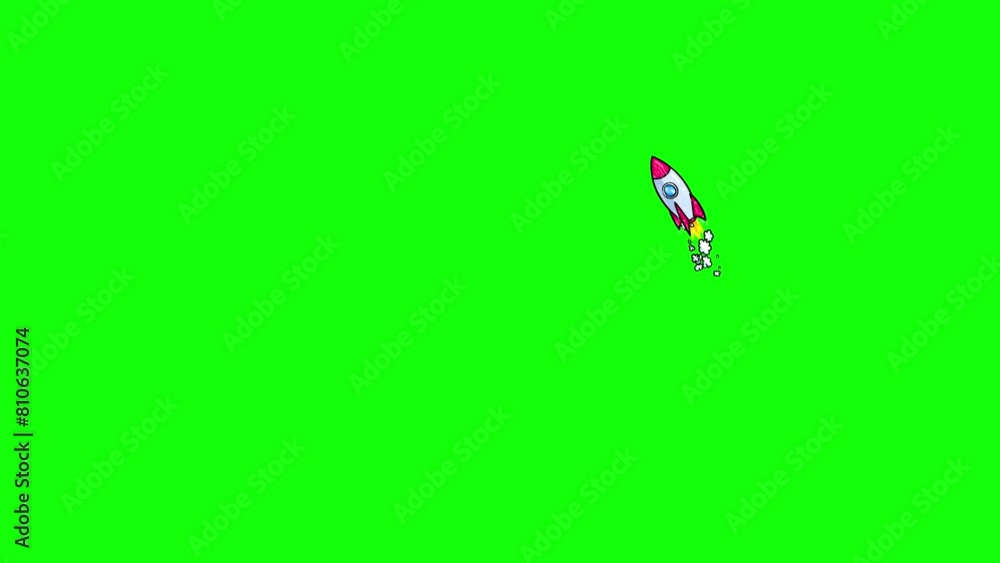 Rocket flying around in a circle green screen. No size change cartoon ...