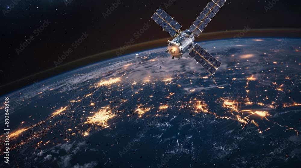Captivating satellite view of Earth at night, displaying vibrant city ...