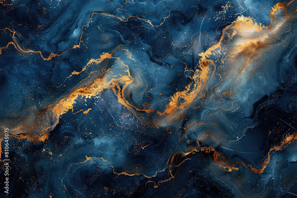 Ethereal blue and gold marble pattern, fluid shapes, digital art style ...