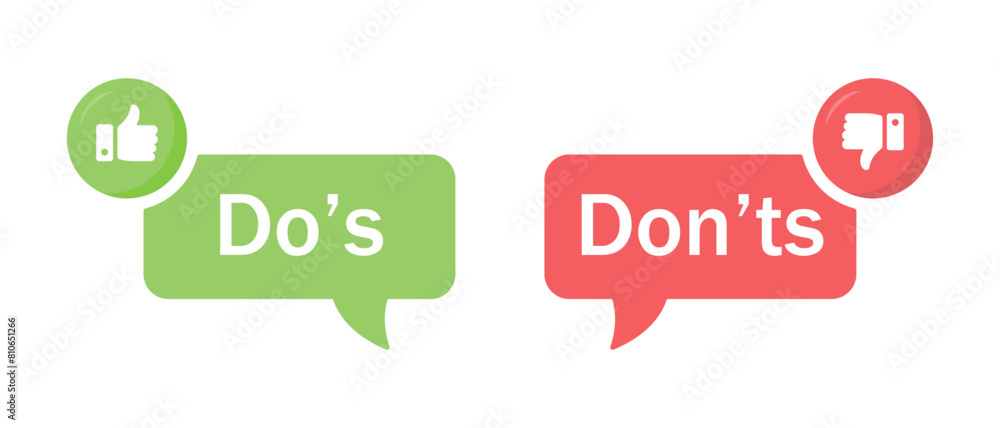 Do's and don'ts icon with thumbs up and thumbs down symbol in text call ...