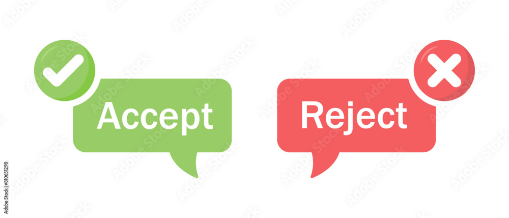 Vektorová grafika „Accept and reject button icon with tick and cross ...