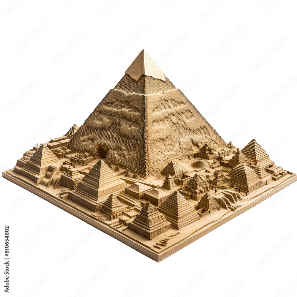 The image shows a 3D printed model of the Great Sphinx and the pyramids ...