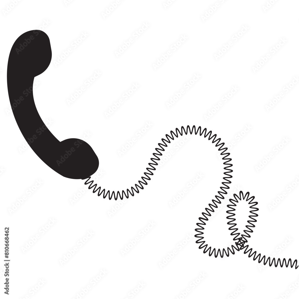 Telephone receiver with a cord. Phone handset with extension cord ...