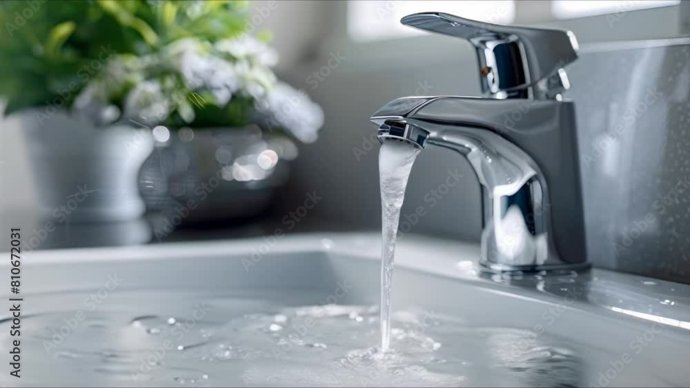 Vidéo Stock Running faucet with sink water ideal for concepts of ...