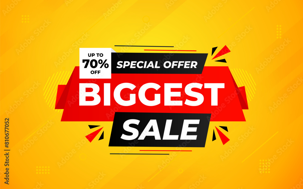Vetor de Biggest sale banner. Biggest sale of the year banner. Sale and discounts Biggest sale ...