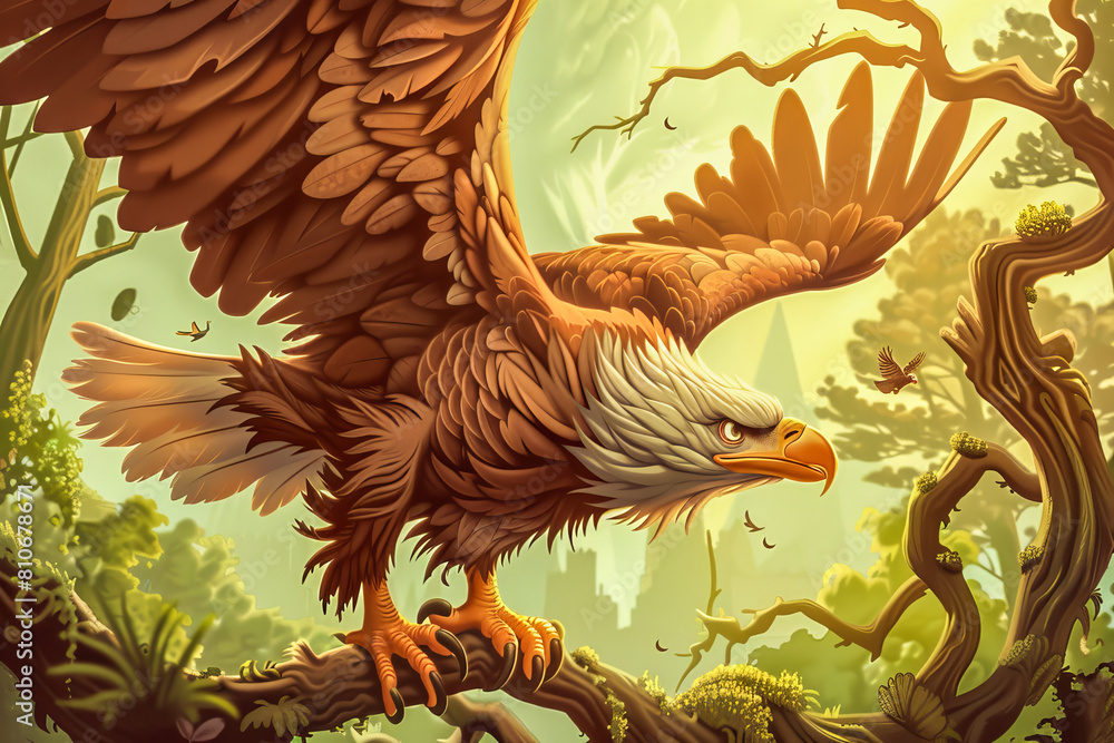 Cartoon Caricature of a Bald Eagle. Generated Image. A digital ...