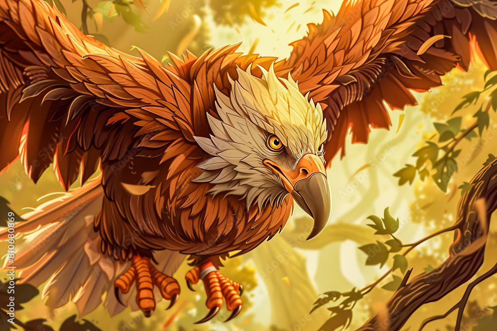 Cartoon Caricature of a Bald Eagle. Generated Image. A digital ...