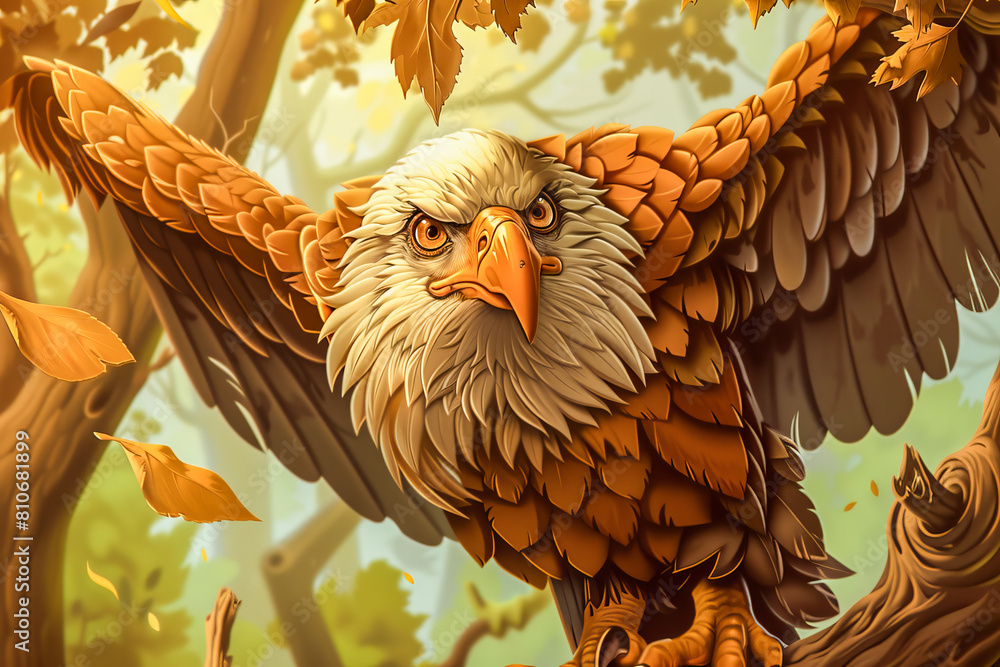 Cartoon Caricature of a Bald Eagle. Generated Image. A digital ...