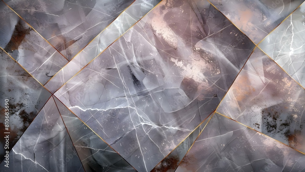 Geometric Marble Inlay Wall Tiles with Metallic Foil Textures: Abstract ...