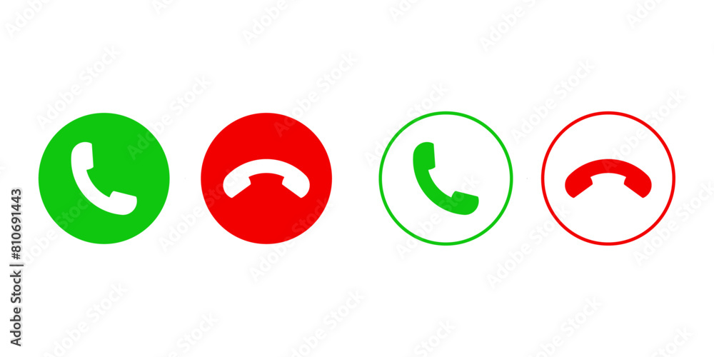 Phone call Answer and Decline icon set vector illustration. Stock ...