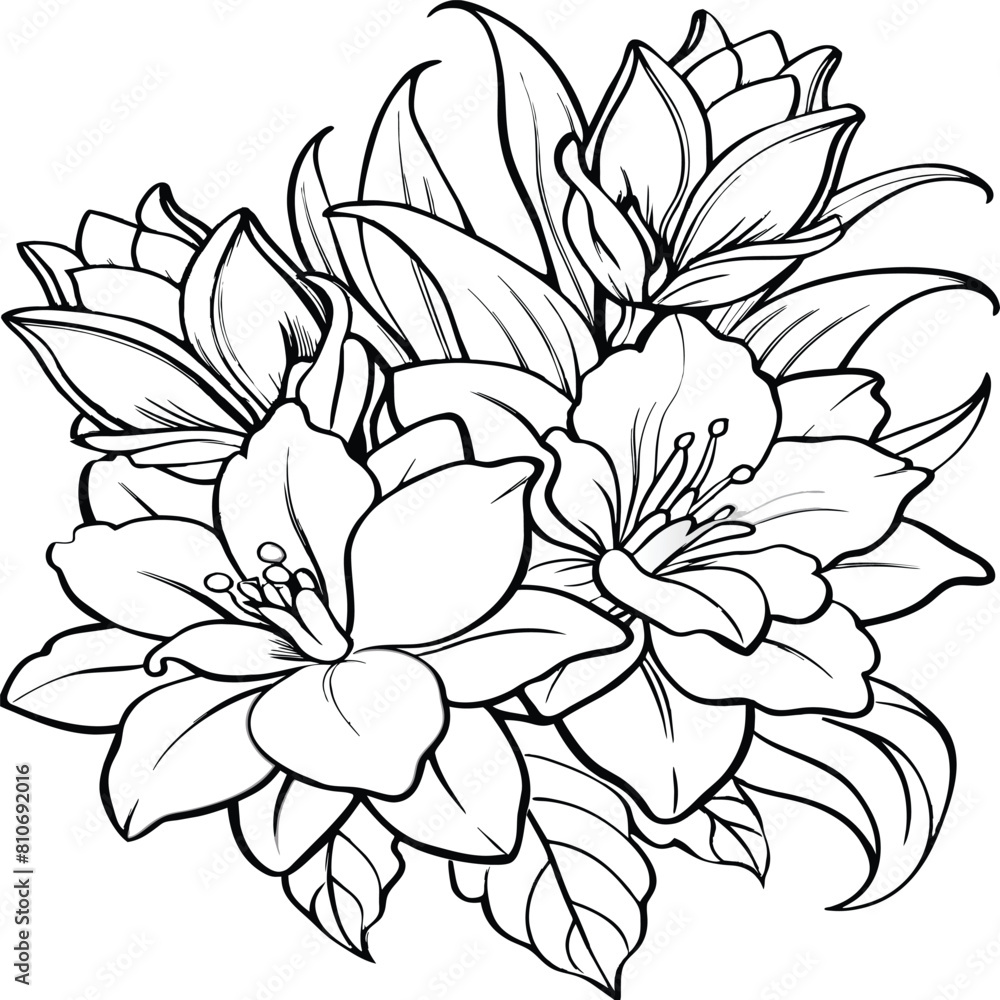 Freesia Flower Coloring Page. Flowers outline for coloring book ...