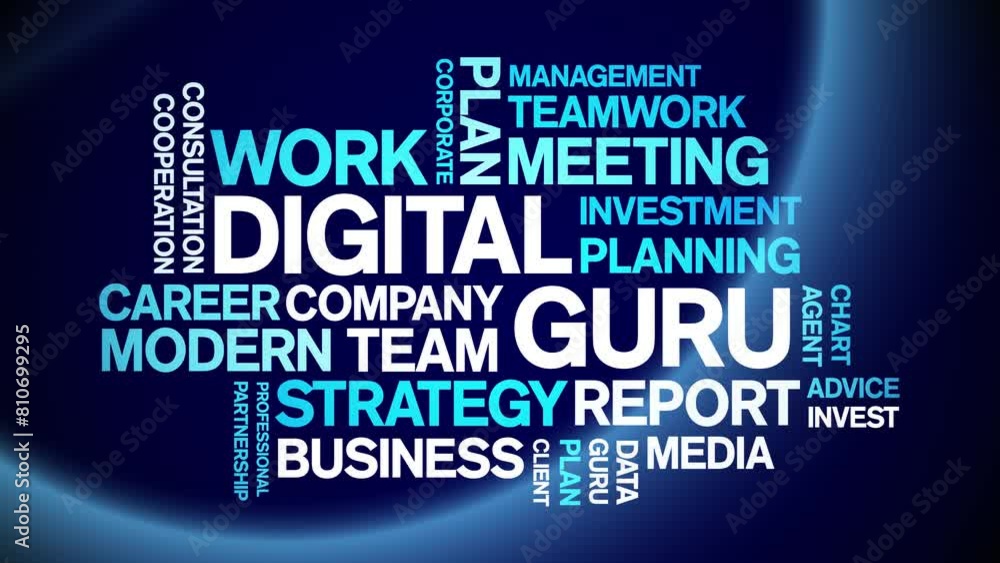 Digital Guru animated word cloud;text design animation tag kinetic ...