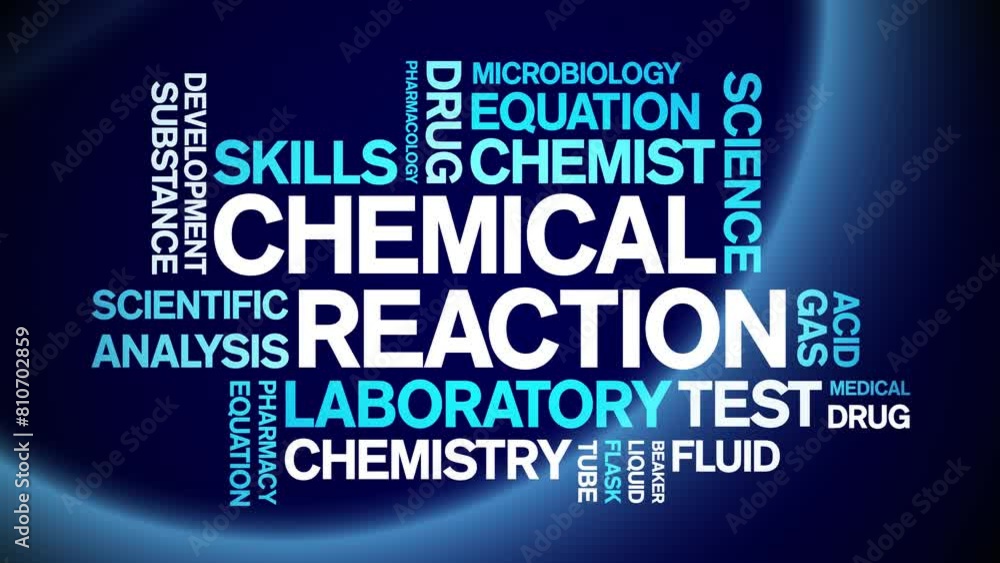 Chemical Reaction animated word cloud;text design animation tag kinetic ...