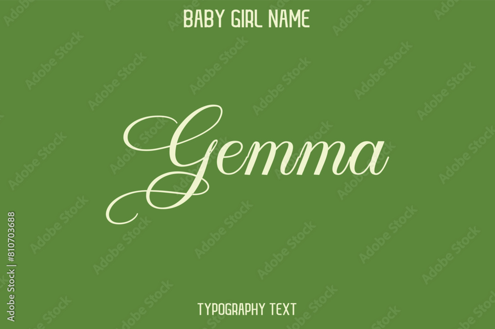 Gemma Baby Girl Name - Handwritten Lettering Modern Cursive Typography ...
