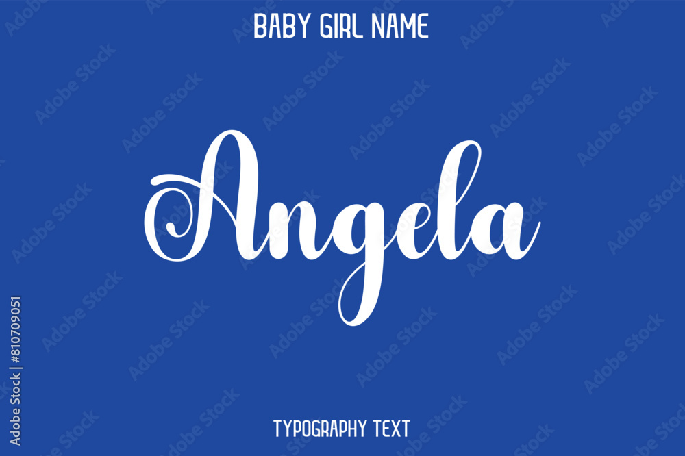 Vetor de Angela Baby Girl Name - Handwritten Cursive Lettering Modern ...