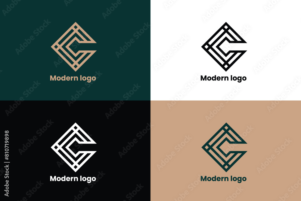 letter c iconic lineart logo, letter c and hexagon icon logo, letter c ...