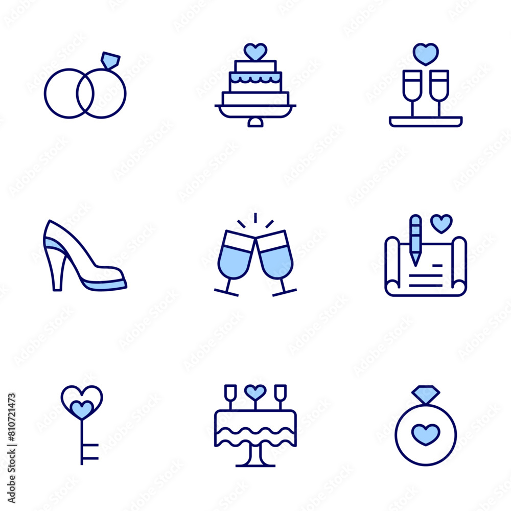 Wedding icon set. Duo tone icon collection. Editable stroke, wedding ...