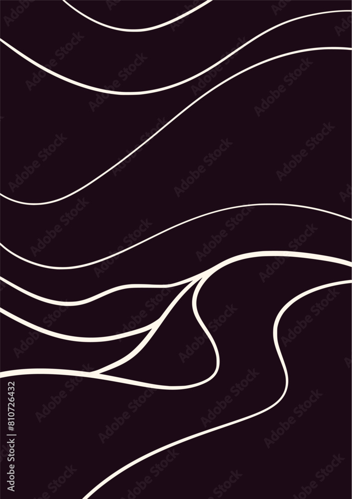 Abstract line art lanscape panorama posters. Organic doodle shapes ...