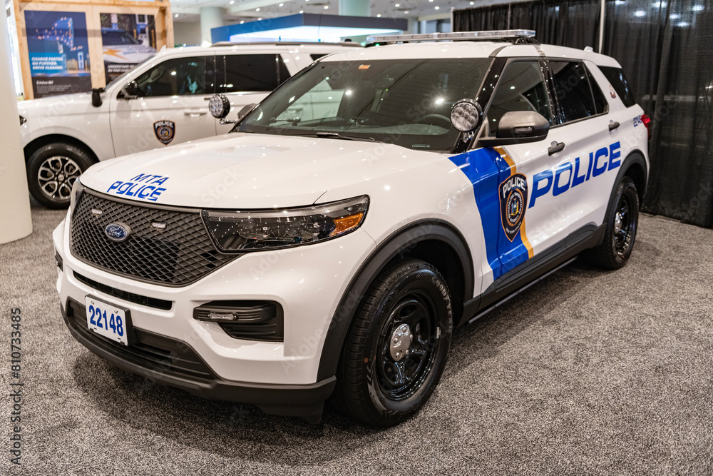 New York City, USA - March 27, 2024: Ford Explorer police car at New ...