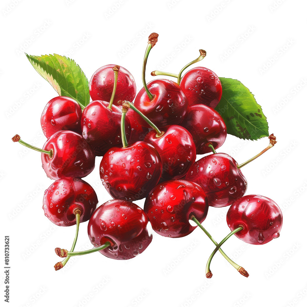 Hand drawn illustration of cherry isolated on transparent background ...