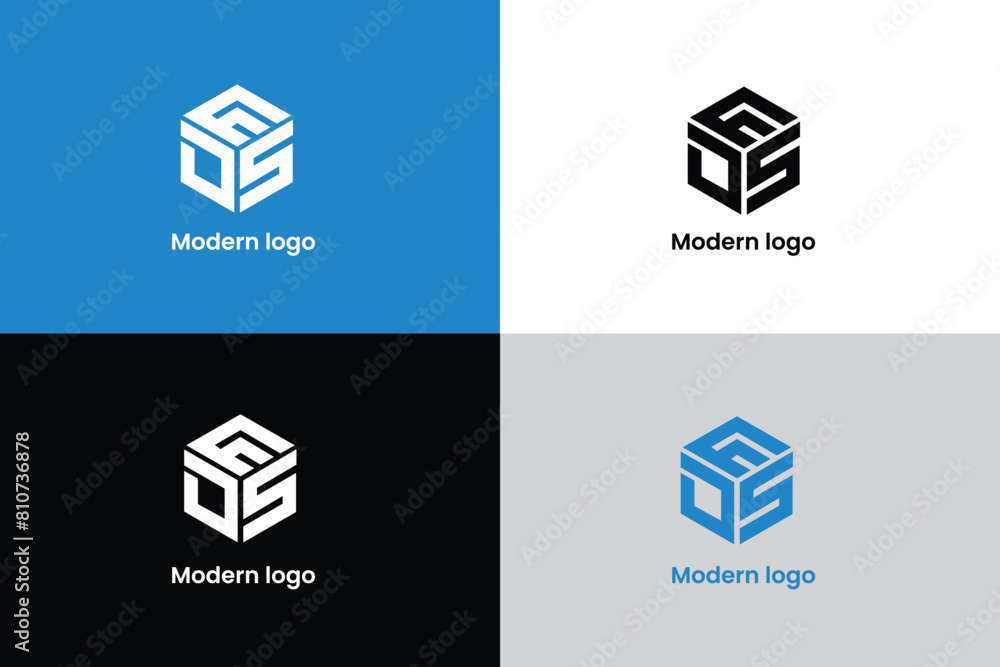 letter c and 3d box logo, letter es business logo, letter es company ...