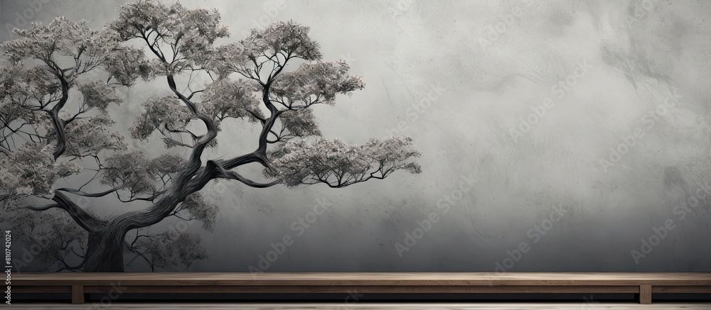 Decorative tree with a monochrome color scheme set against a backdrop ...
