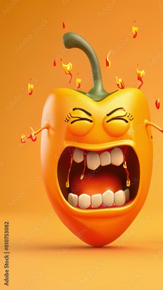 Very hot chili pepper causing pain and fear with smiley who eats it ...