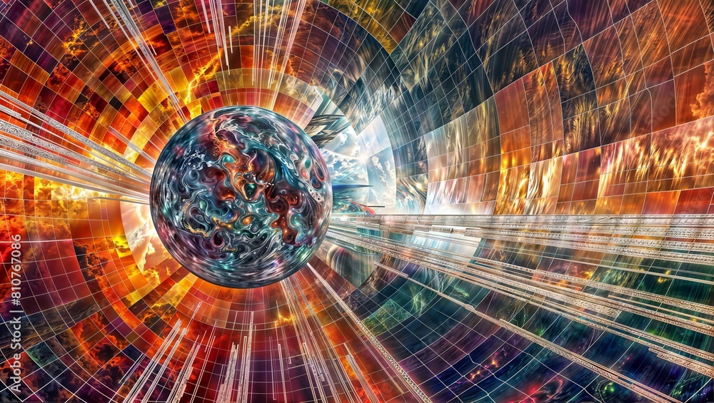 Abstract cosmic fractal art featuring a glowing spiral vortex with a ...