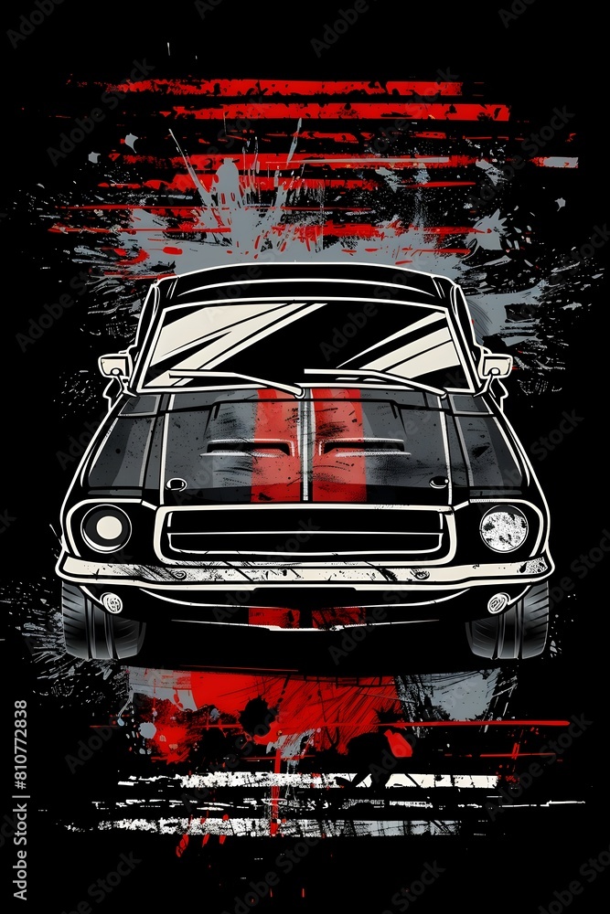 Vintage Car Design with Retro Typography and Distressed Textures on ...