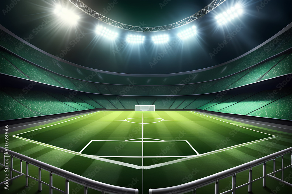 Football stadium arena for match with spotlight. Soccer sport ...