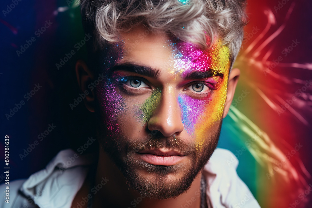 Nonformal stylish gay person on gay pride month holiday made by ...