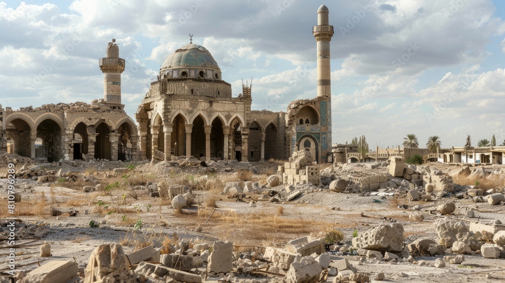 Cultural Loss: Show the ruins of iconic landmarks and cultural heritage ...