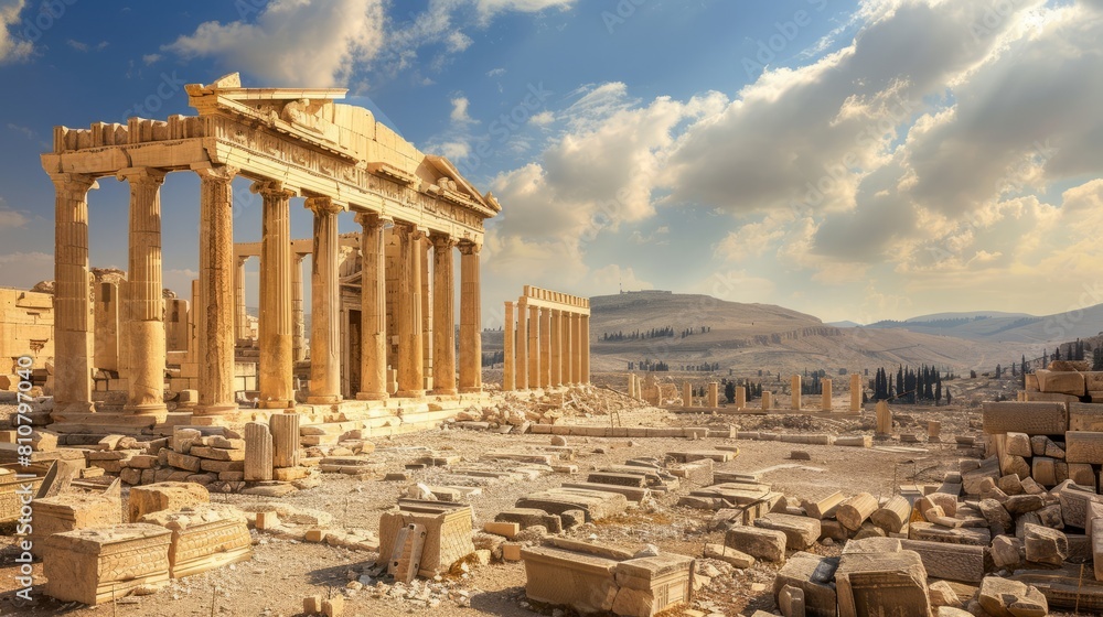 Cultural Loss: Show the ruins of iconic landmarks and cultural heritage ...