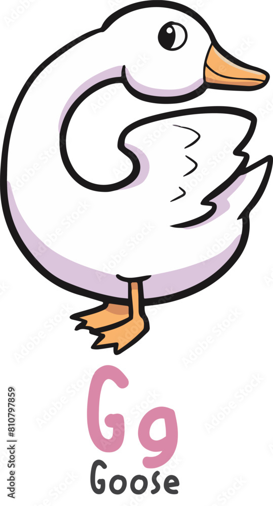 Alphabet shaped goose animals cartoon vector Stock Vector | Adobe Stock
