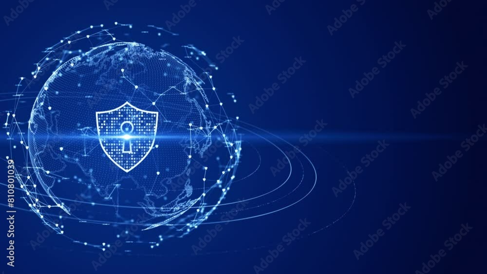 Digital a globe enveloped in a secure network shield, illustrating ...