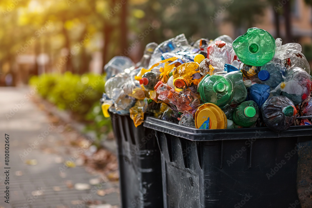 Concept of recycling and separate waste collection. Collecting trash ...