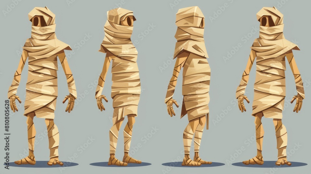 Cartoon modern illustration of mummification process, embalming dead ...