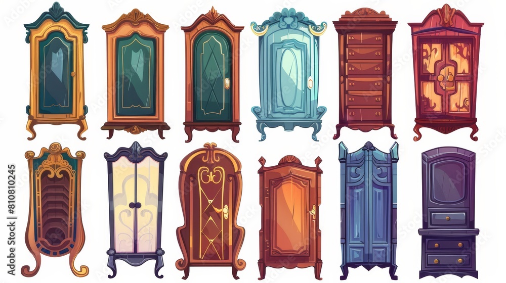 Cartoon cabinets in a baroque, shabby chic or classic style. One ...