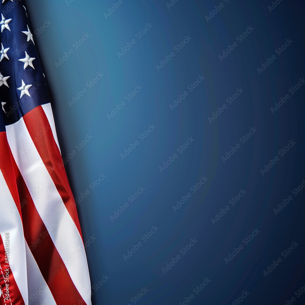 Memorial Day theme American flag against a backdrop of deep blue. Stock ...