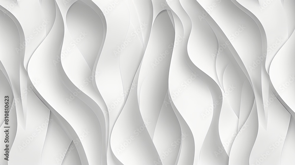 Elegant Monochrome White Seamless Wave Texture Pattern Background For Design Projects Stock