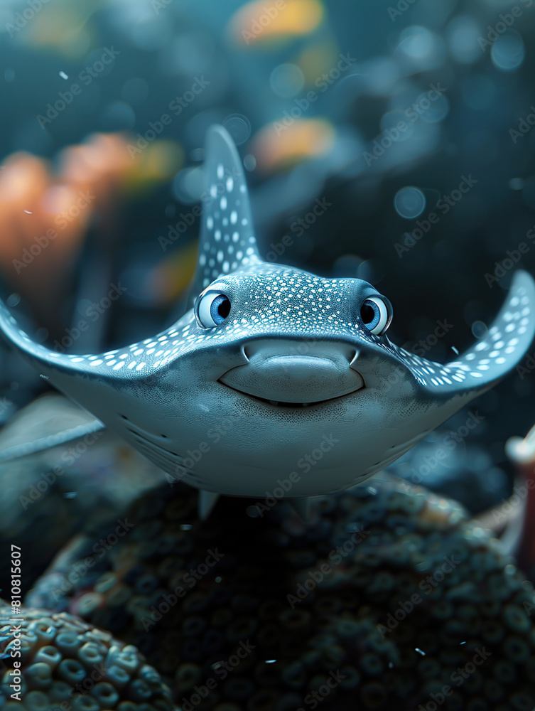 stingray, 3D, illustration, children, cartoon, underwater, sea, ocean ...